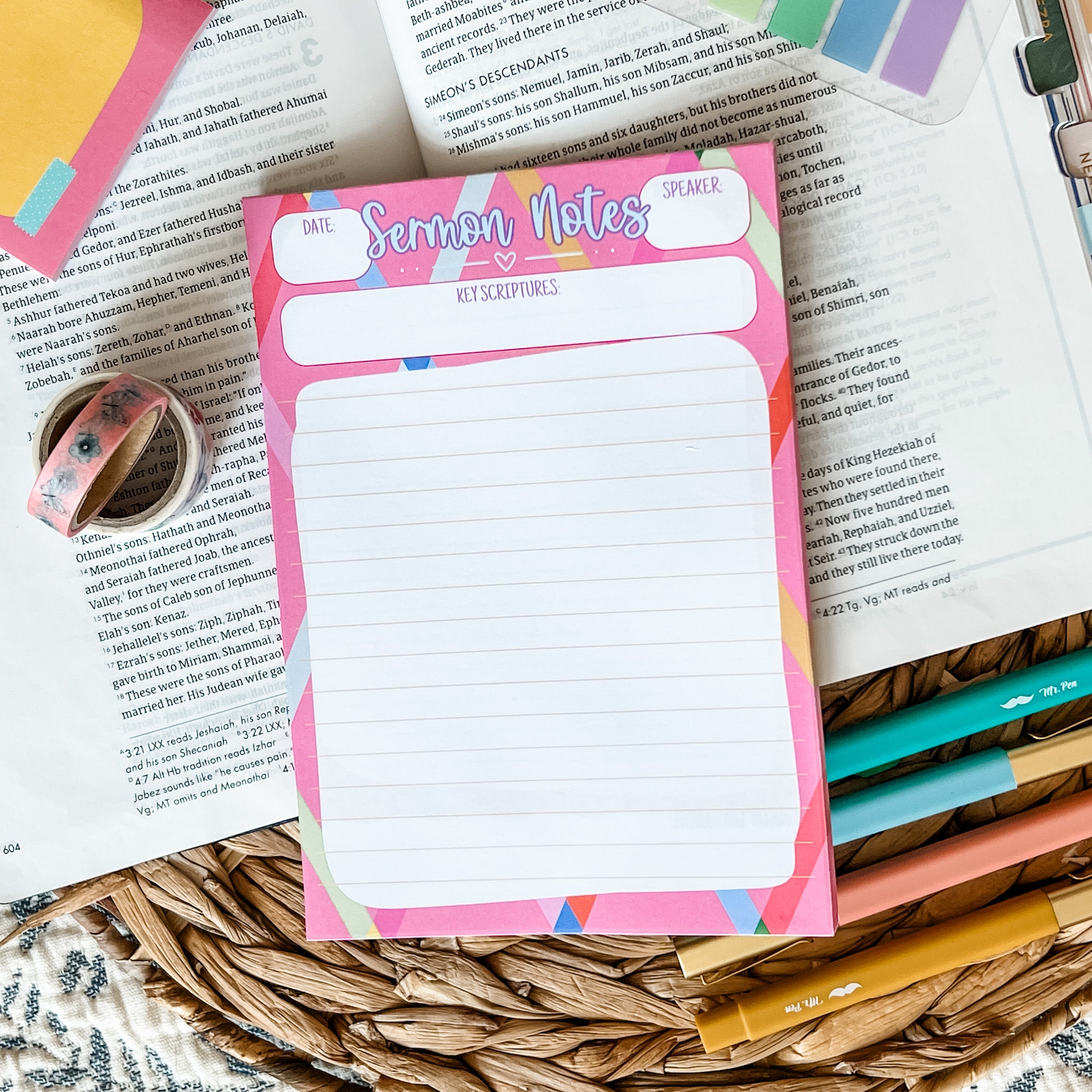 Bright Sermon Notes Double-Sided 5x7 Notepad – Saving Grace Print Shop