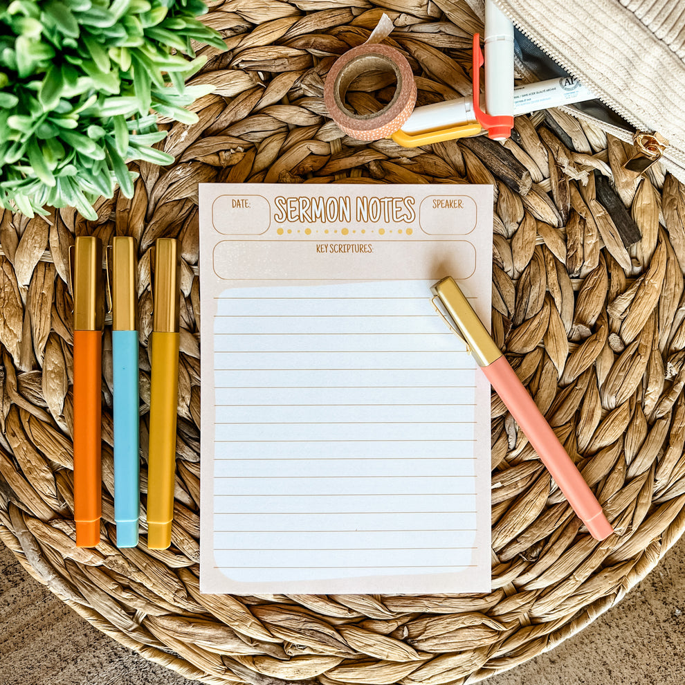 Boho Sermon Notes Double-Sided 5x7 Notepad – Saving Grace Print Shop